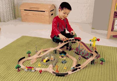 KidKraft Bucket Top Construction Train Set, Toy Train Set