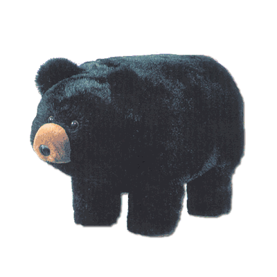"Midnight" Plush Black Bear Foot Stool