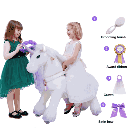Ponycycle Ride On Unicorn With Purple Horn - Large