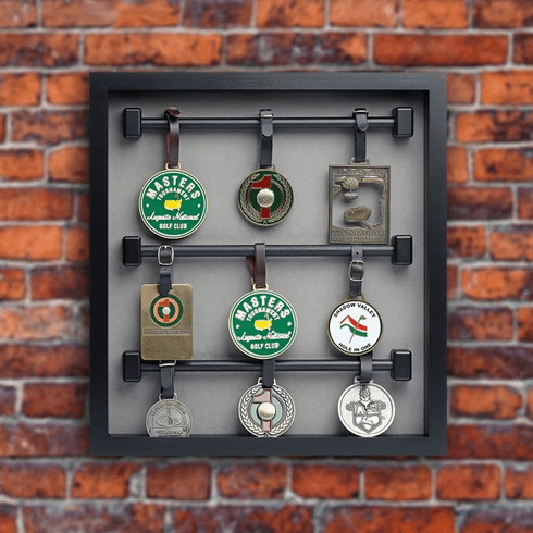40 Bag Tag Collection Display - Black/Gray | Great Golf Memories