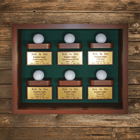 6 Golf Ball Shadow Box Display - Cherry | Great Golf Memories