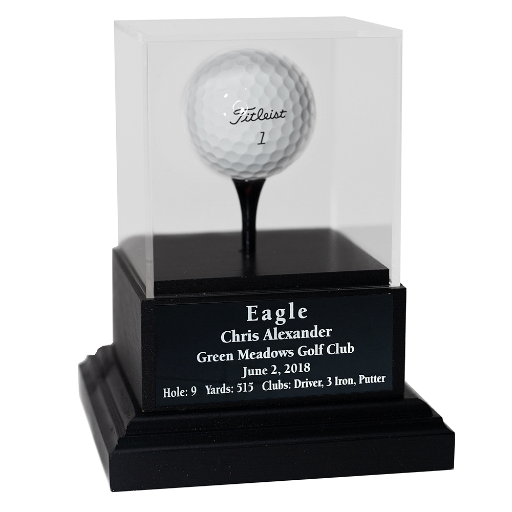 Acrylic Eagle, Double Eagle, or Albatross Display with Black Wood Base | Great Golf Memories