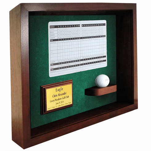 Ball & Photo/Scorecard Shadowbox Display - Cherry | Great Golf Memories