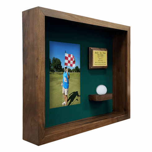 Ball & Vertical Photo/Scorecard Shadowbox Display - Walnut | Great Golf ...