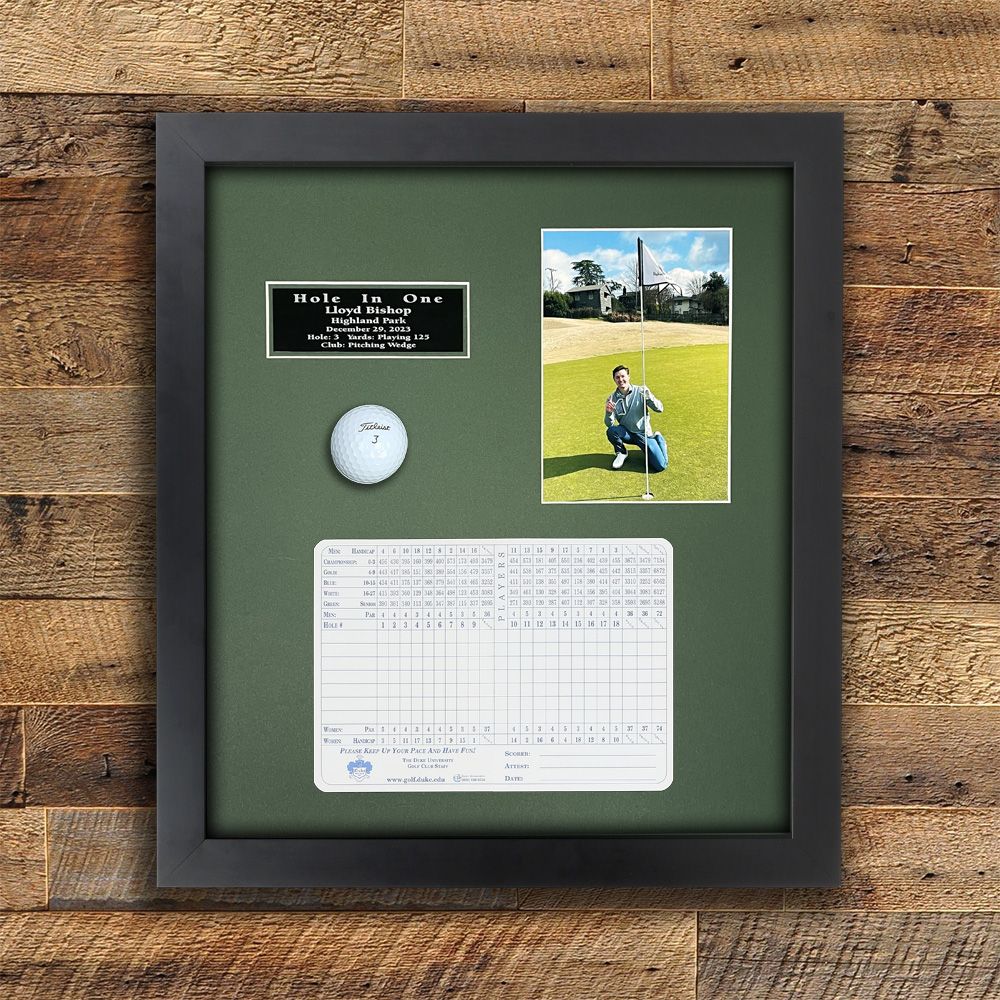 Hole-In-One Ball, Vertical Photo, and Scorecard Shadowbox