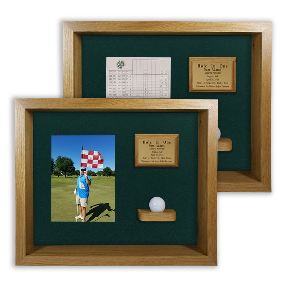 Hole In One Ball & Vertical Photo/Scorecard Shadowbox - Oak | Great ...