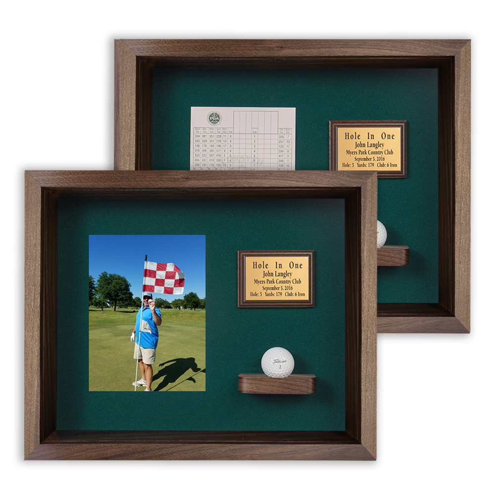 Hole In One Ball & Vertical Photo/Scorecard Shadowbox - Walnut | Great ...