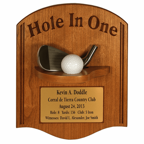 Golf Hole-In-One with Iron Plaque Display
