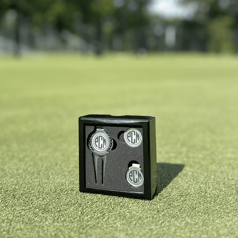 Personalized Divot Tool Golf Ball Marker Set - Pewter | Great Golf Memories