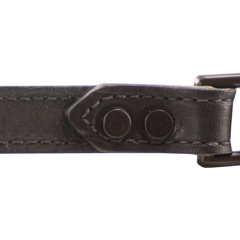MOPIX - Black Leather Snap Lead Hardware Attachment Detail.
