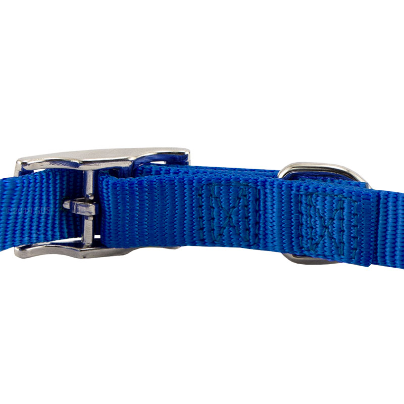 MOPIX - Blue Nylon Dog Collar Back of Buckle Detail.