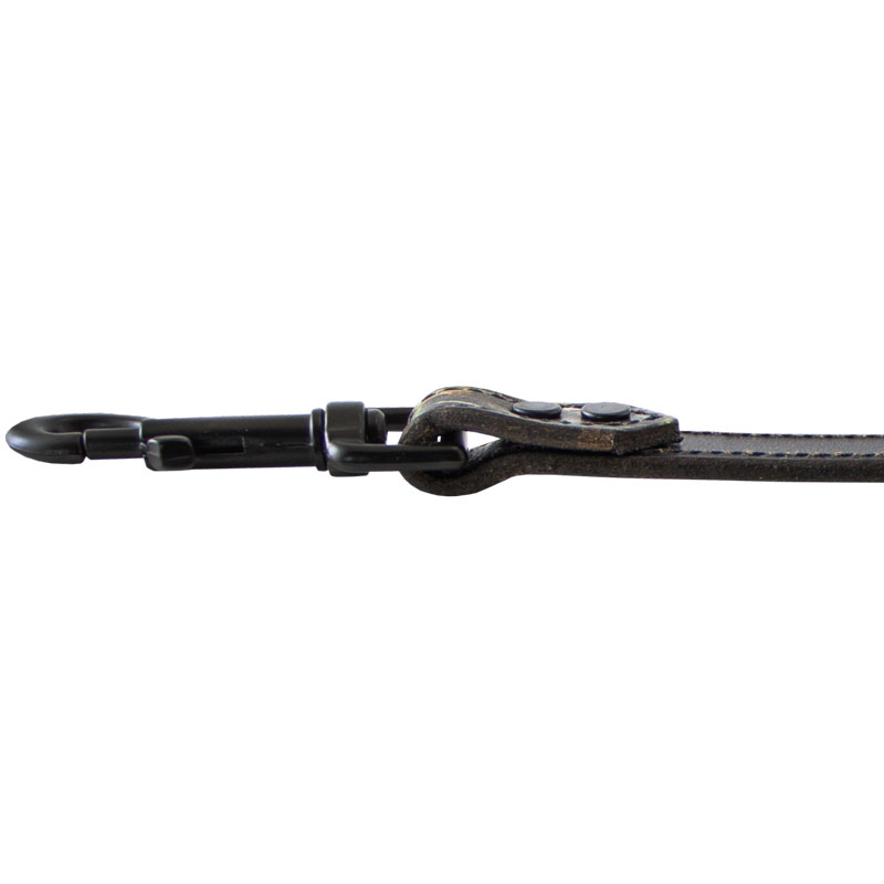 MOPIX - Camo Leather Snap Lead Hardware Attachment Edge Detail.