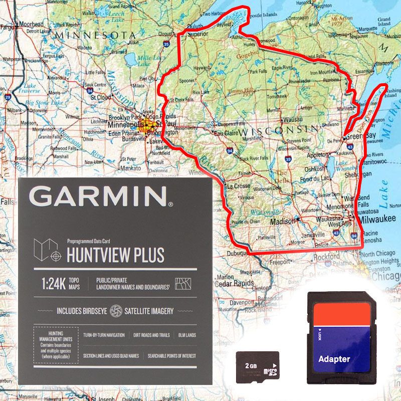 Garmin Huntview PLUS Map Card - Wisconsin. $89.99.
