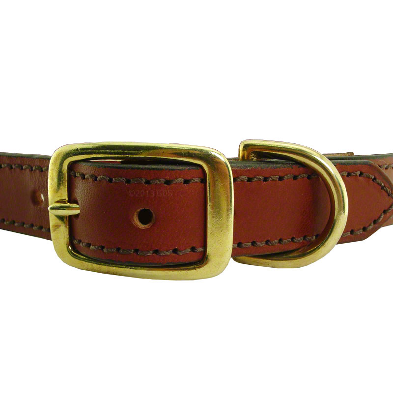 MOPIX - Leather Dog Collar Front of Buckle Detail.