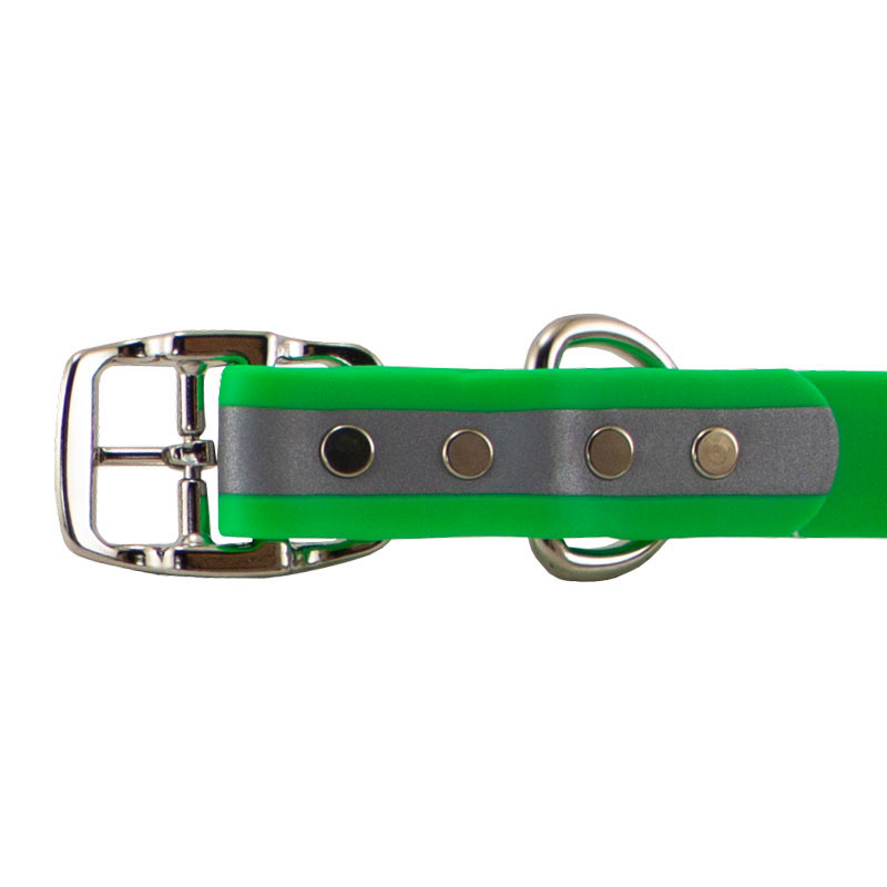 MOPIX - Reflective Biothane Center Ring Collar Buckle Detail.