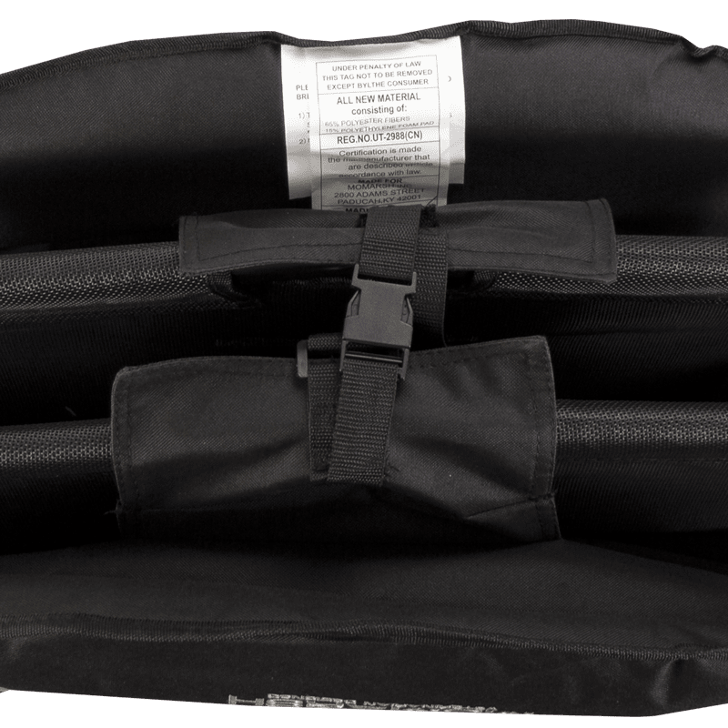 MOPIX - Gray Home Cot Replacement Cover Folded on Cot Buckle Detail.