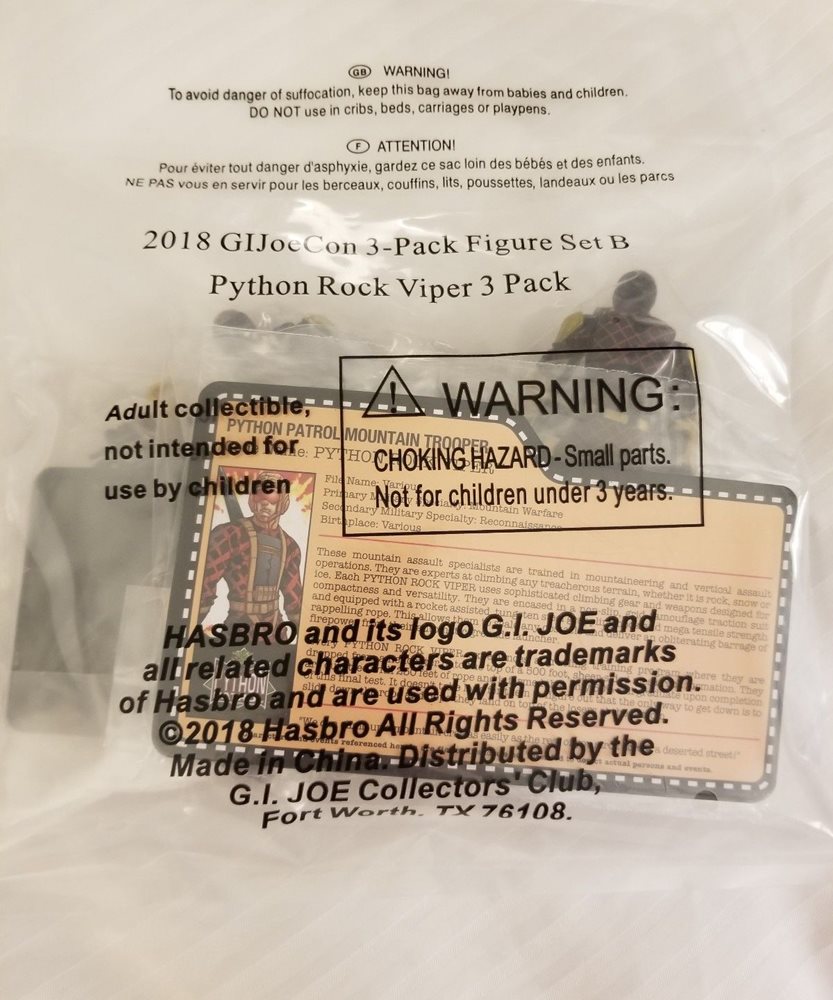 GI JOE 2018 Joecon Convention Exclusive Python Patrol Rock Vipers ...