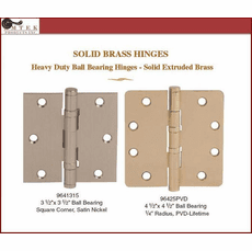 Door Hinges - Solid Brass or Steel Plated