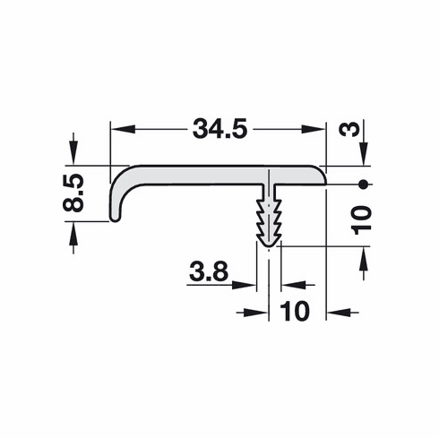 Hafele Continuous Handle, Aluminum 2,500 mm Long, Length: 2,500 mm ...