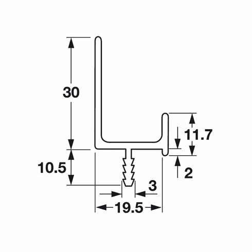 Hafele Continuous Handle, Aluminum, length 2,500 mm Satin aluminum ...