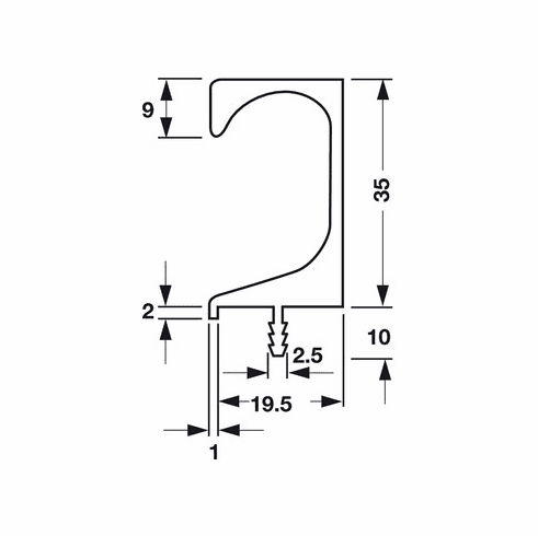 Hafele Extruded Handle, aluminum, black, 110AL31, 2500mm ...