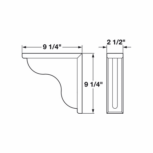 Hafele Countertop Support, Birch 9 1/4" x 2 1/2" x 9 1/4" (H x W x D ...