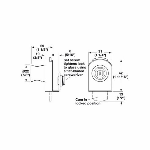 Hafele Glass Door Lock, Non-Bore, Vertical Installation Timberline ...