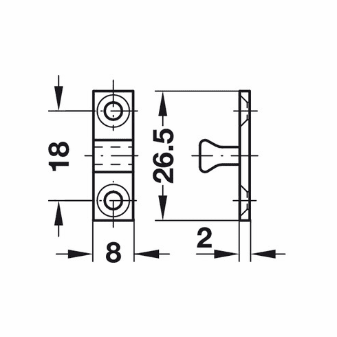 Hafele Twin Ball Catch, brass, polished, 43mm | HomeDecorHardware.com