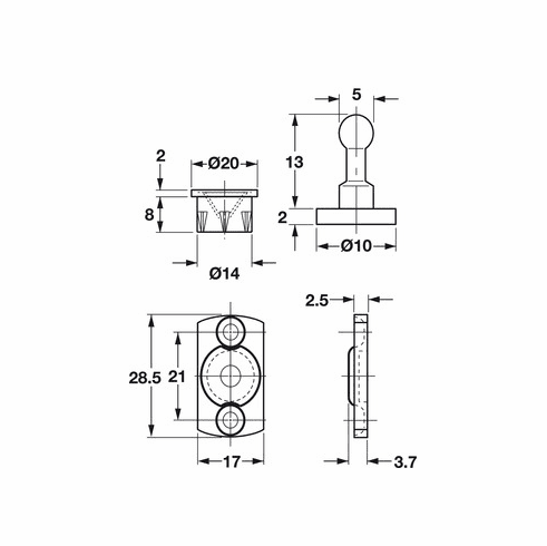 Hafele Speaker Panel Connector, Plastic, Black | HomeDecorHardware.com