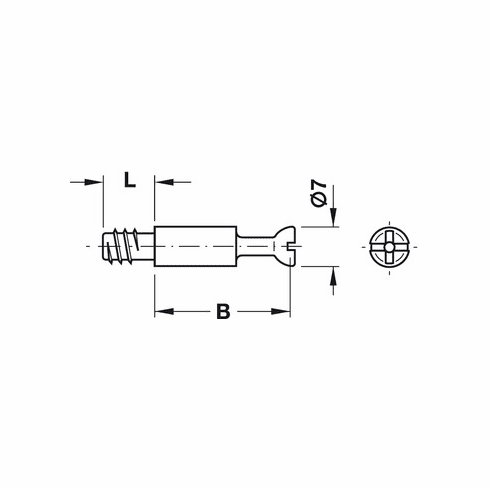 Hafele Connecting Bolt, Turned, Minifix System With special thread, Drilling distance B: 24 mm ...
