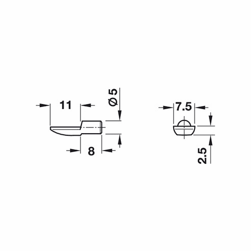 Hafele Shelf Support, 5 mm Steel, Nickel plated | HomeDecorHardware.com