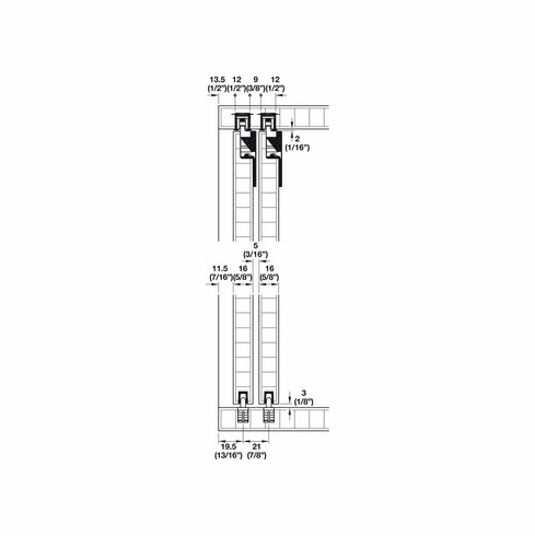 Hafele Sliding Door Hardware, EKU Clipo 15 H, set For straight or ...