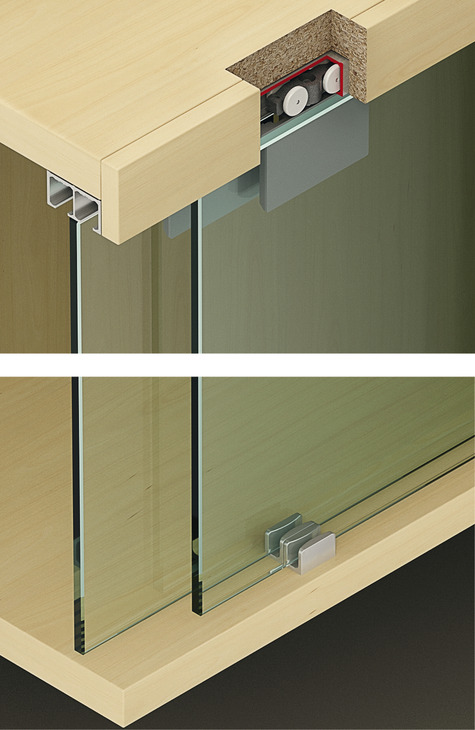 Hafele Sliding Door Hardware, EKU Clipo 16 GK IF, set With concealed ...