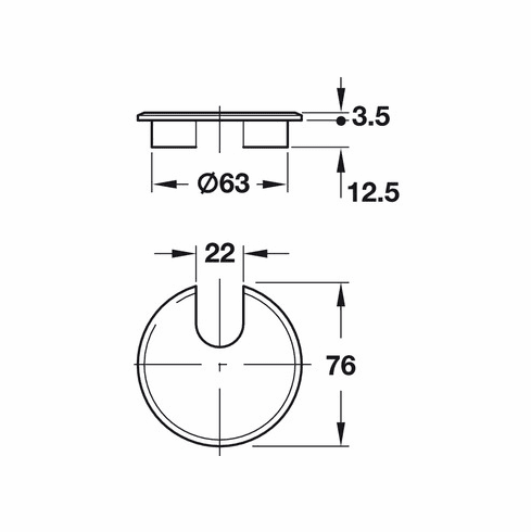 Hafele Metal Cable Grommet, One-Piece, Round, 63 mm Brushed bronze ...