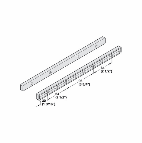 Hafele Guide Rail, 3/4 Extension, Side Mounted Installation length: 285 ...