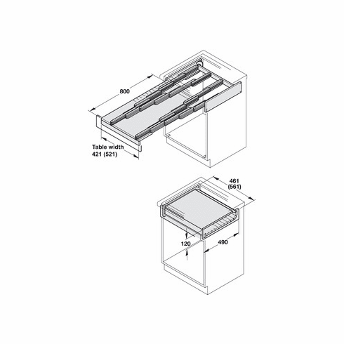 Hafele Pull-Out Table System, Rapid Maple | HomeDecorHardware.com