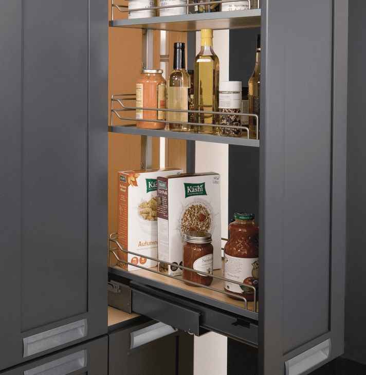 Hafele Pull Out Pantry Frame Full Extension 265 lbs. Weight Capacity Silver installed height 74 7 8 90 1 2 HomeDecorHardware