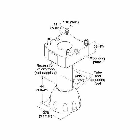 Hafele Adjustment Foot/Tube, 78 mm 80 mm (3 1/8") base height ...