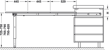 Hafele Pull-out table and folding fitting, with folding table leg ...