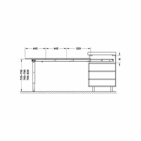 Hafele Pull-out table and folding fitting, with folding table leg for ...