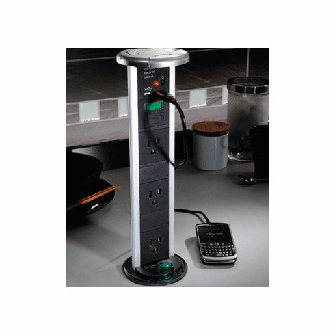 Hafele SensioPod Vertical Powerdock, 3 Outlets, 2 USB Ports ...