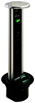 Hafele SensioPod Vertical Powerdock, 3 Outlets, 2 USB Ports ...