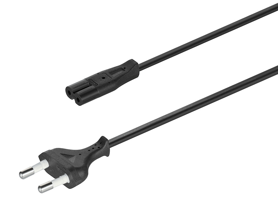 Hafele LOOX LED Power Cord for Driver, 2 KR prong plugs, black, 2 meter ...
