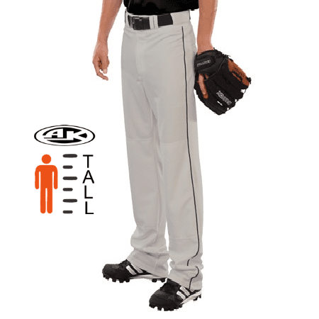 Extra Long Piped Baseball Pants | 37 Inch Inseam | Black Piping