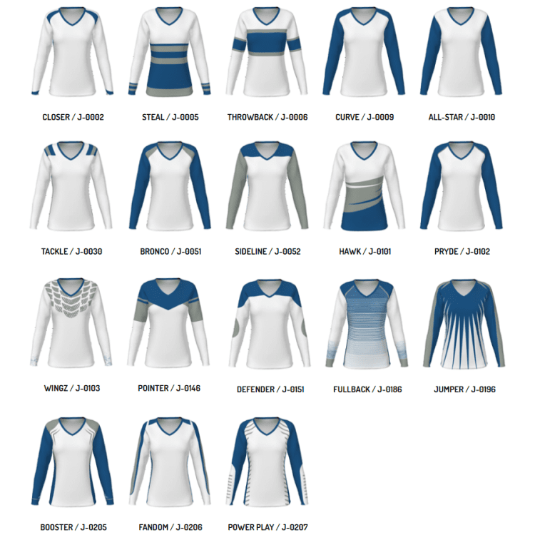 Sublimated Fitted Volleyball Jerseys | Long Sleeve | Juice JBST1VB V-Neck
