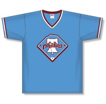 Custom Phillies V Neck Baseball Jerseys | Vintage Baby Blue | Throwback ...
