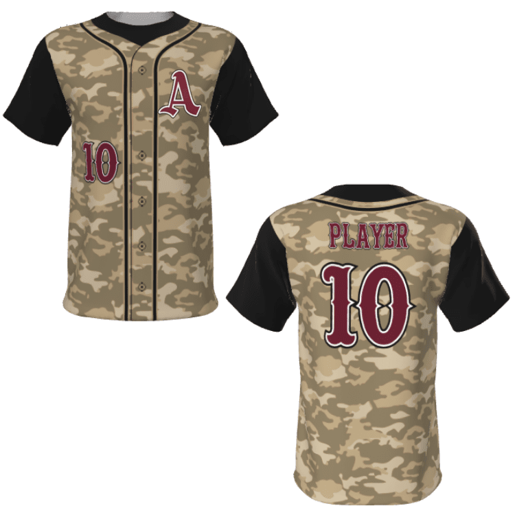 Sublimated Baseball Jerseys | Button Down Camo | Juice JPL-005