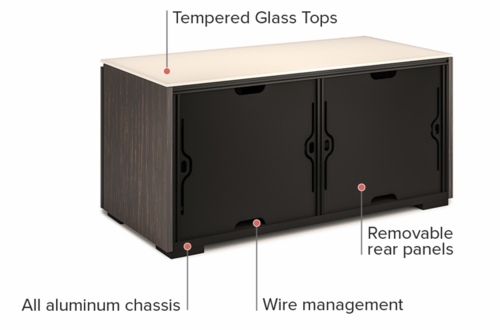 Salamander Designs Manhattan Medium Walnut Twin 329 AV Cabinet w/Glass Top