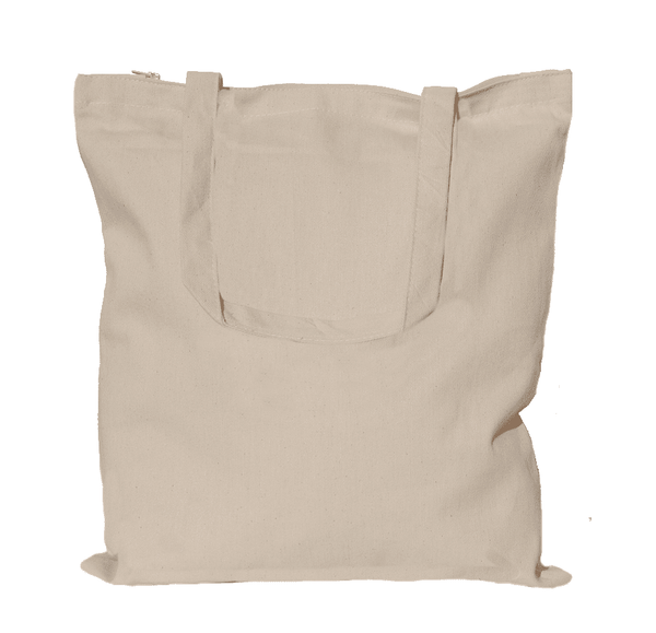 15"x16" Heavy Zippered Natural Cotton Twill Tote Bag