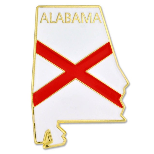 Alabama State map shaped pin, map pin with flag design, hat pin, lapel ...